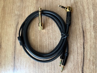 HiFiMAN OFC Right Angled 3.5mm To 2x3.5mm Cable 1.5m With 6.3mm Adaptor ...